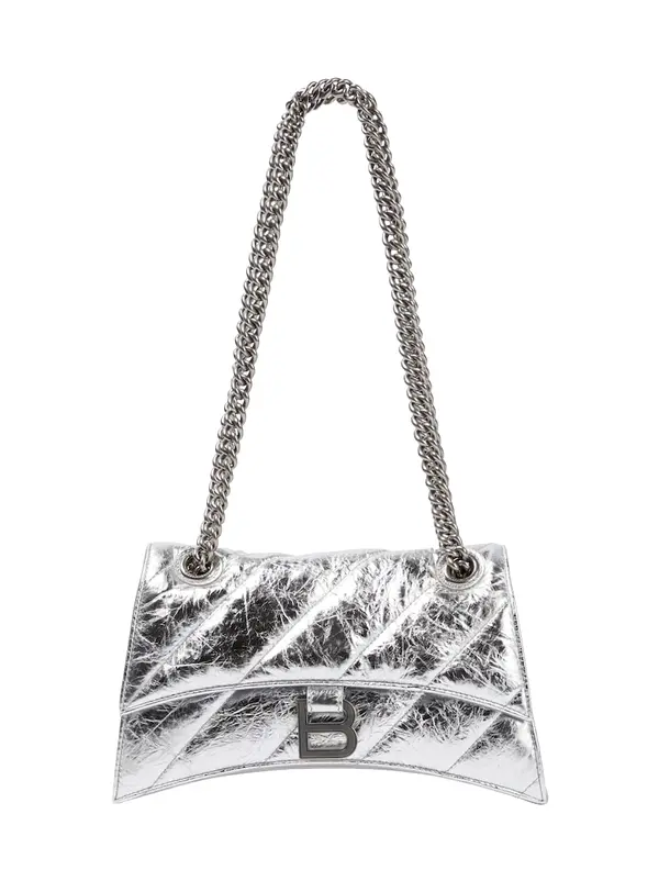 Balenciaga Crush Small Leather Shoulder Bag - Silver