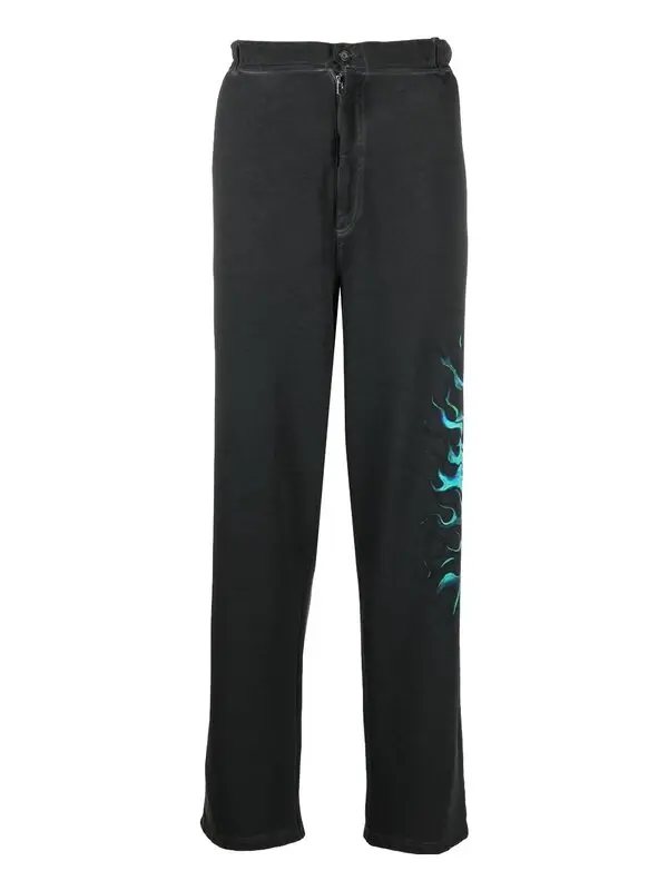 Roberto Cavalli Graphic-print Straight Trousers - Black