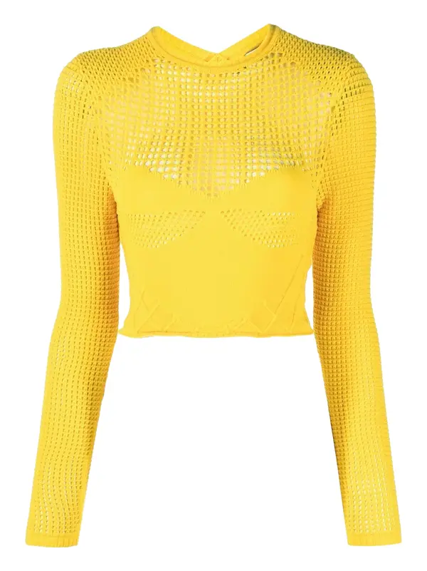 AMBUSH Crochet Hearts Cropped Jumper - Yellow