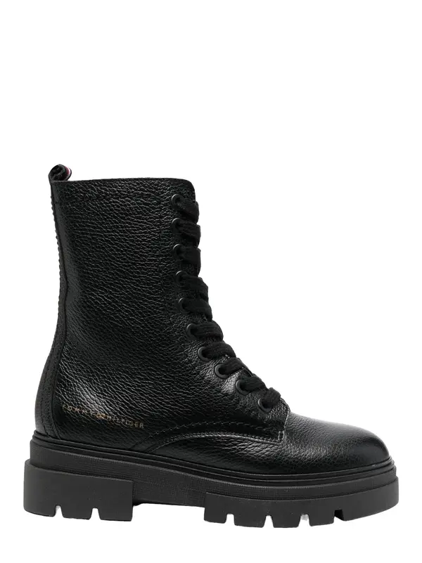 Tommy Hilfiger Leather Ankle Boots - Black