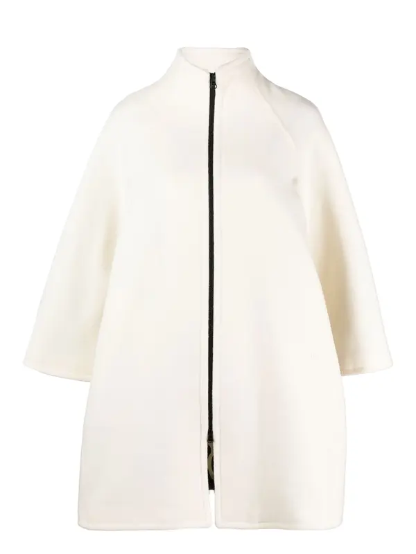 GIANLUCA CAPANNOLO Zipped High-neck Felted Coat - White