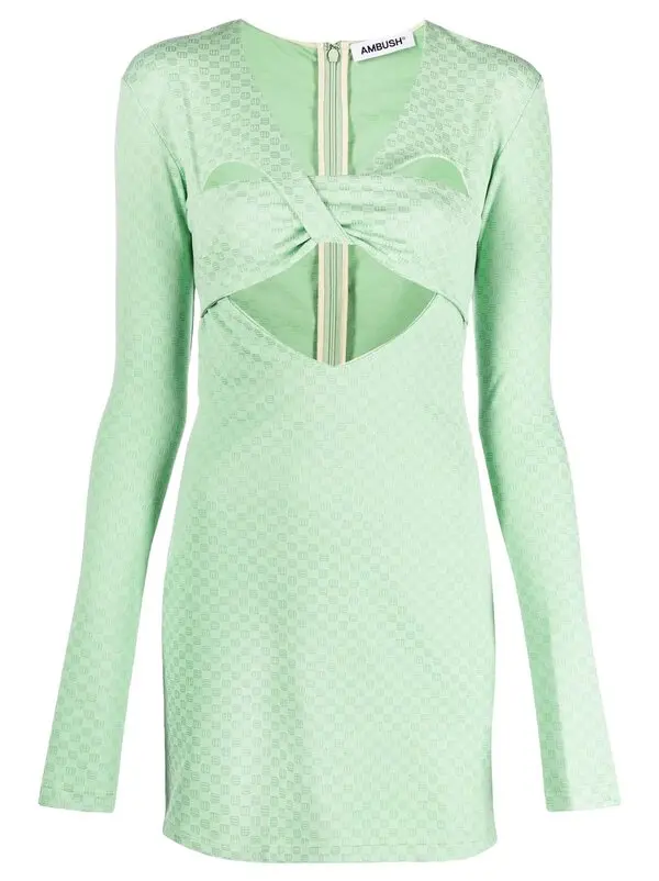 AMBUSH Cut-out Detail Mini Dress - Green