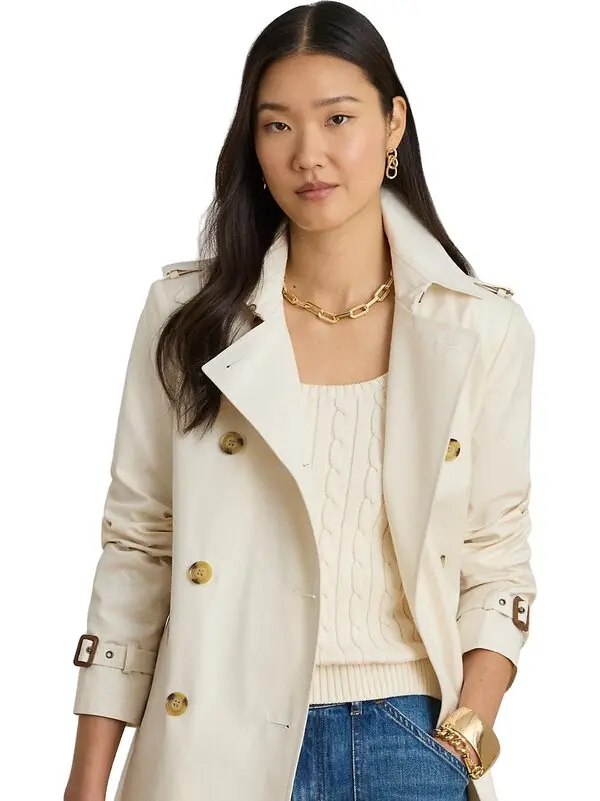 Ralph Lauren Double-breasted Cotton-blend Trench Coat - Mascarpone Cream