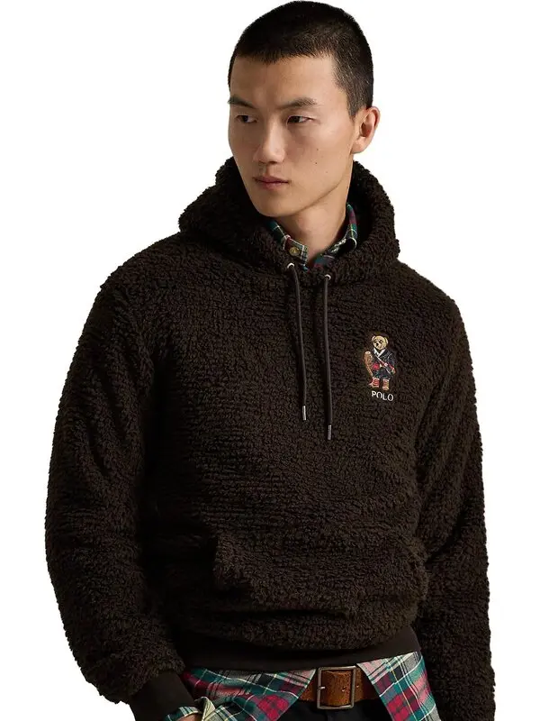 Ralph Lauren Polo Bear Pile Fleece Hoodie - Antique Brown