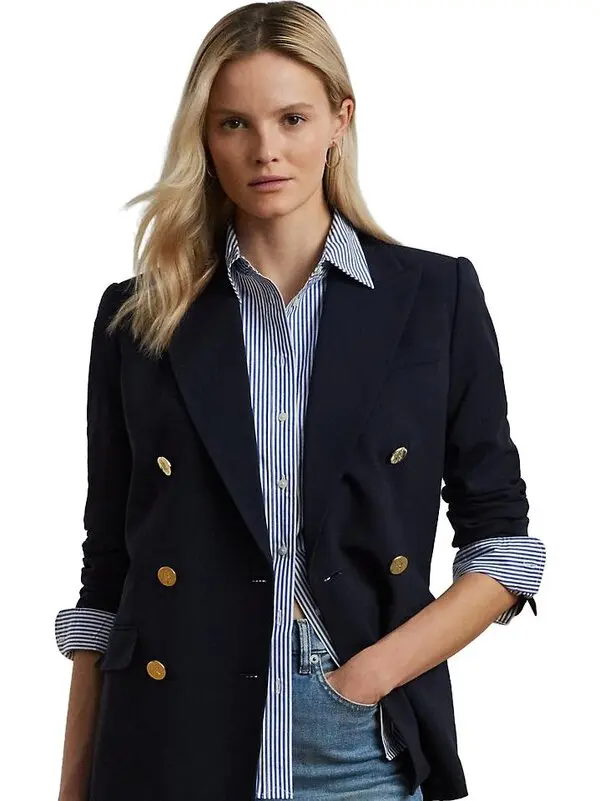 Ralph Lauren Double-breasted Wool Crepe Blazer - Lauren Navy