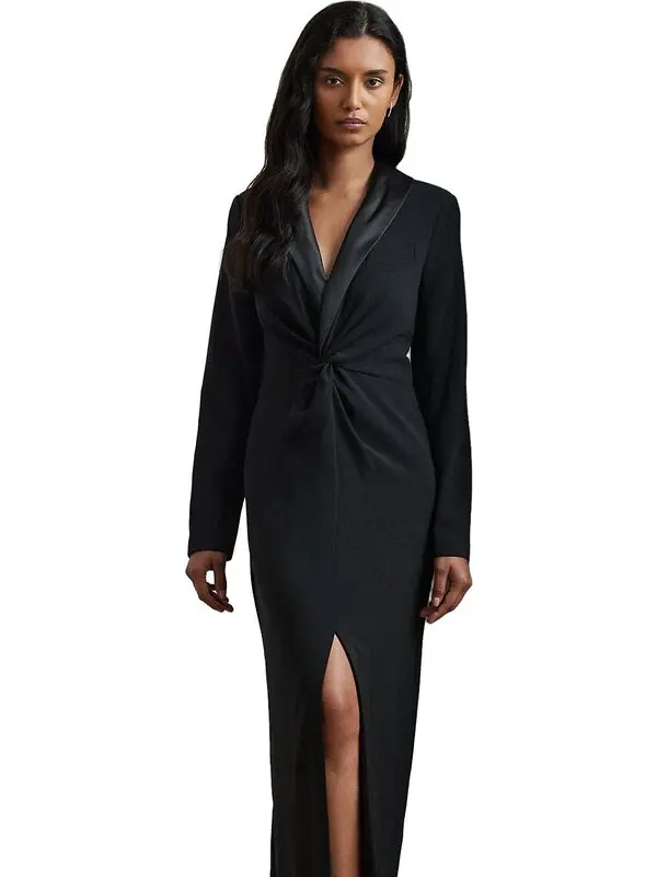 Ralph Lauren Crepe Long-sleeve Gown - Black