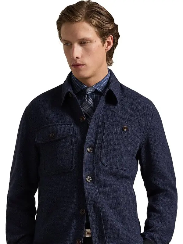 Ralph Lauren Wool-blend Herringbone Shirt Jacket - Bright Navy/navy