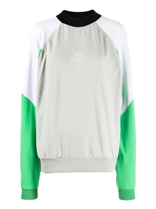 7 DAYS ACTIVE Logo-print Colour-block Sweatshirt - Grey