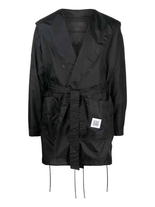 FUMITO GANRYU Reflective Panel Hooded Raincoat - Black