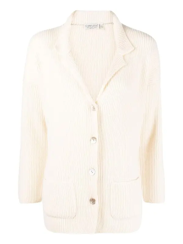 CORTE DI KEL Ribbed Knit Cardigan - Neutrals