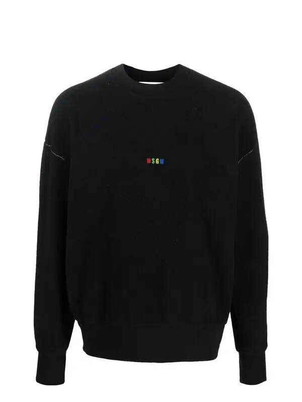 MSGM Logo-embroidered Fleece Sweatshirt - Black