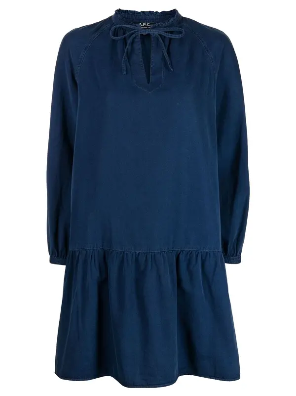 A.p.c. Natalia Cotton-blend Dress - Blue