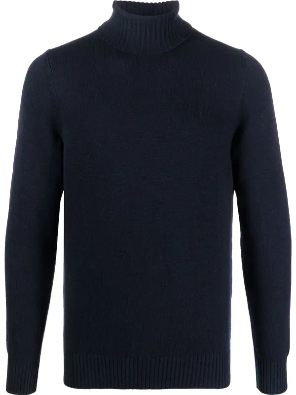 DRUMOHR Cashmere Roll Neck Jumper - Blue