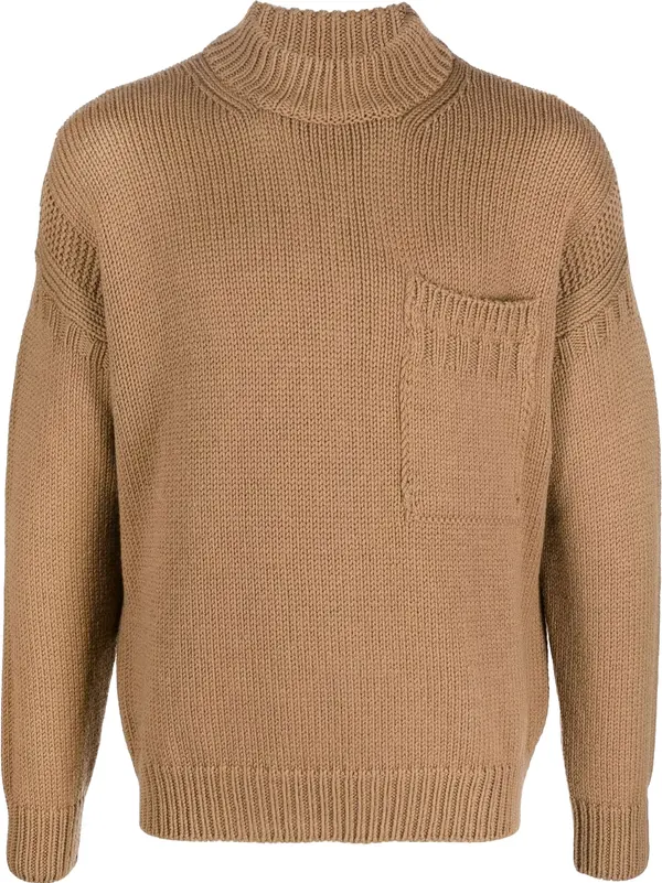 TEN C Mock-neck Knitted Jumper - Neutrals