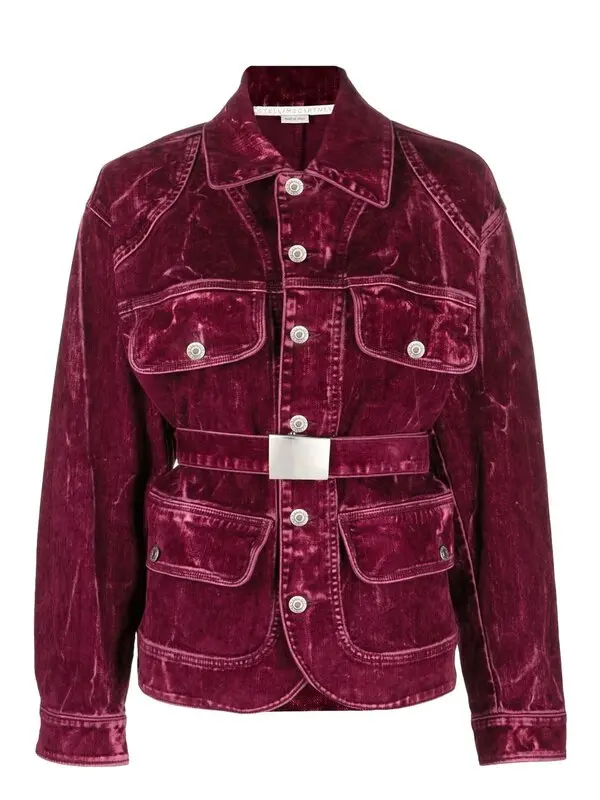 Stella McCartney Flocked Velvet Belted Jacket - Neutrals