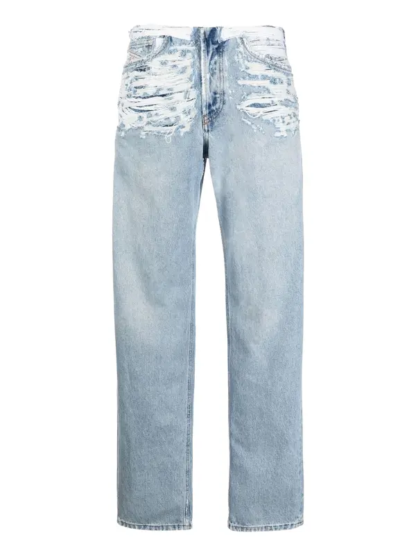 DIESEL Mid-rise Ripped Jeans - Blue