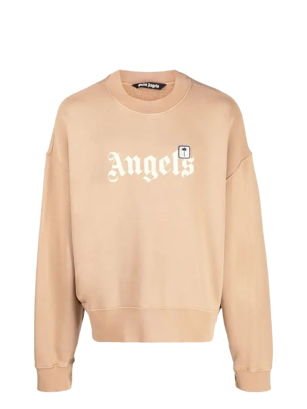Palm Angels Logo-print Long-sleeve Sweatshirt - Neutrals