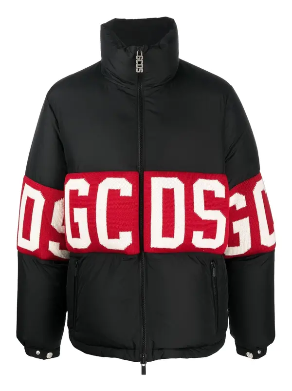 Gcds Logo-knit Padded Jacket - Black