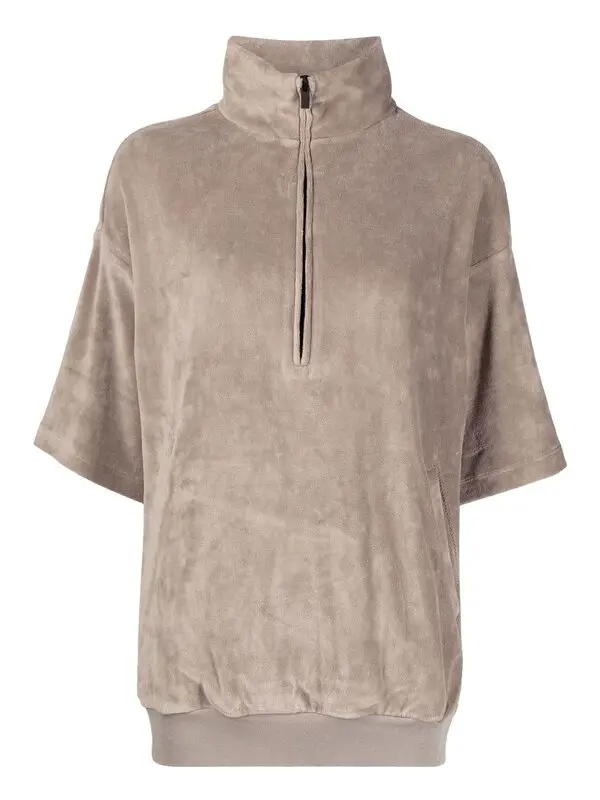 Fear Of God Velour Mock Neck Half-sleeve Top - Grey