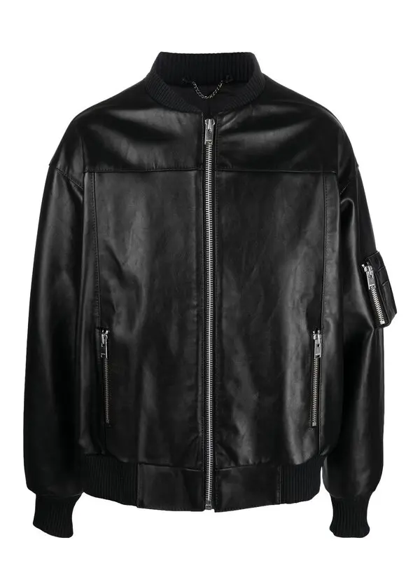 MISBHV X Ufo361 Leather Bomber Jacket - Black