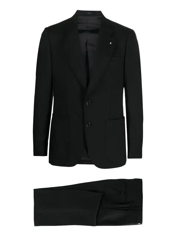 LARDINI Single-breasted Wool Suit - Black