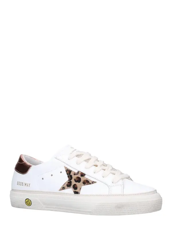 GOLDEN GOOSE May School Leather Sneakers - White
