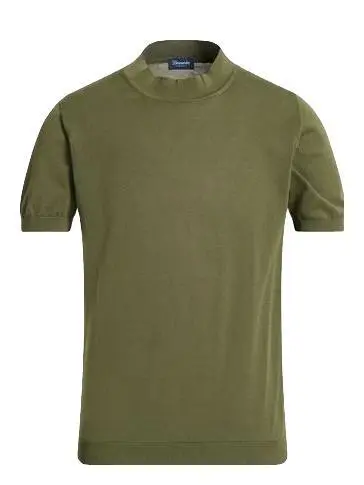 DRUMOHR Cotton Knit Mock Neck Short Sleeve Sweater - Green