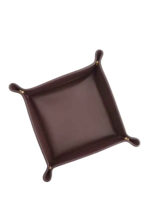 ROYCE NEW YORK Catchall Leather Valet Tray - Burgundy - Gold Foil
