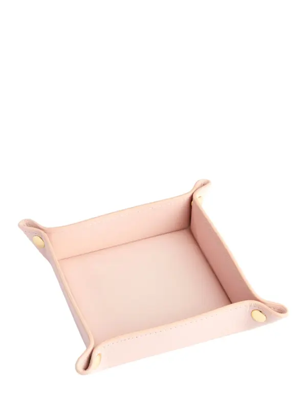 ROYCE NEW YORK Catchall Leather Valet Tray - Light Pink - Deboss