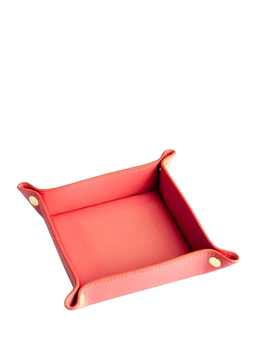 ROYCE NEW YORK Catchall Leather Valet Tray - Red- Gold Foil