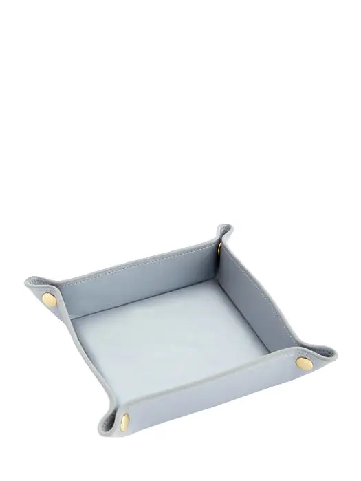 ROYCE NEW YORK Catchall Leather Valet Tray - Silverold Foil