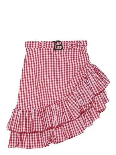 Balmain Mini Checked Skirt - Red