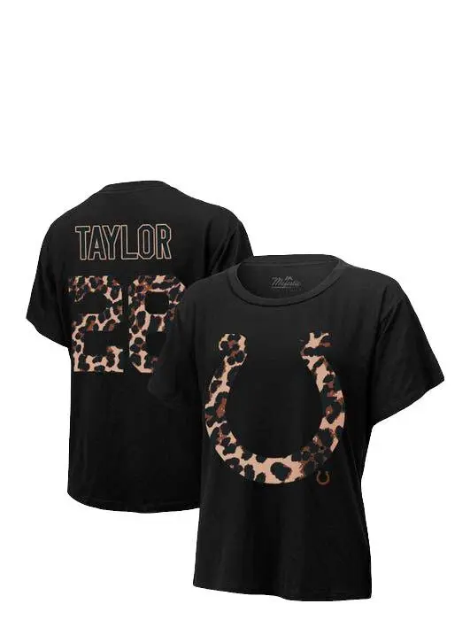 MAJESTIC THREADS Jonathan Taylor Indianapolis Colts Leopard Player Name & Number T-shirt - Black