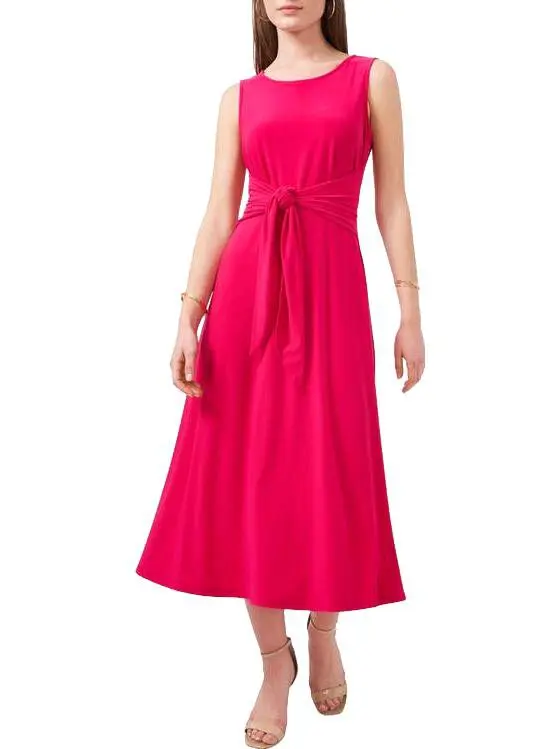 Chaus Tie Front Sleeveless Jersey Midi Dress - Dragon Fruit 607