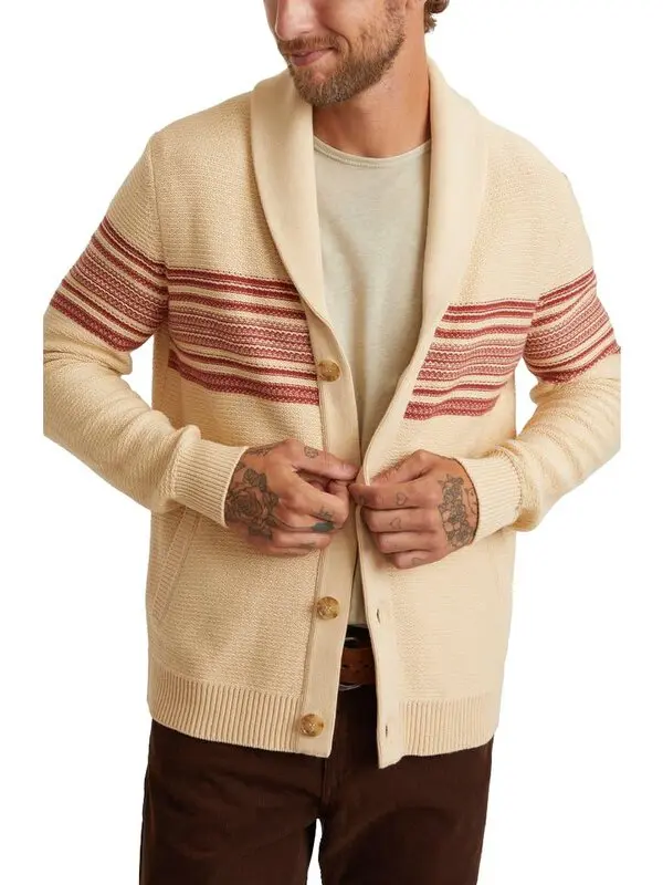 Marine Layer Striped Cotton Cardigan - Antique White
