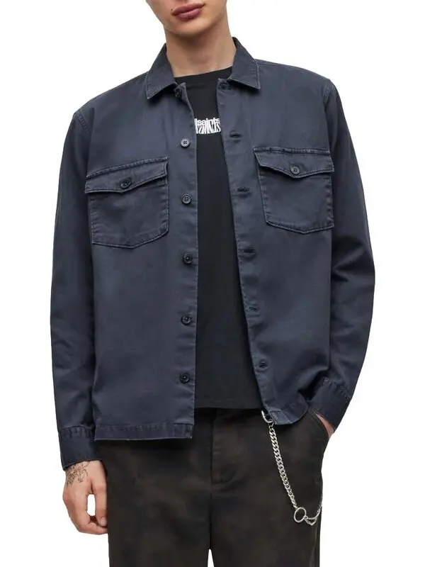 ALLSAINTS Spotter Cotton Button-up Shirt - Nebula Blue