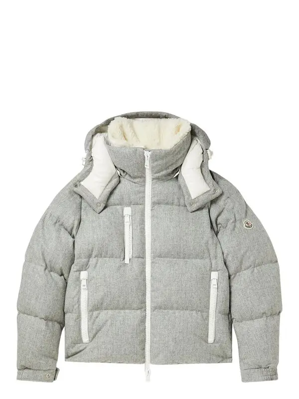 Moncler Tarentaise Quilted Virgin Wool-flannel Hooded Down Jacket - Gray