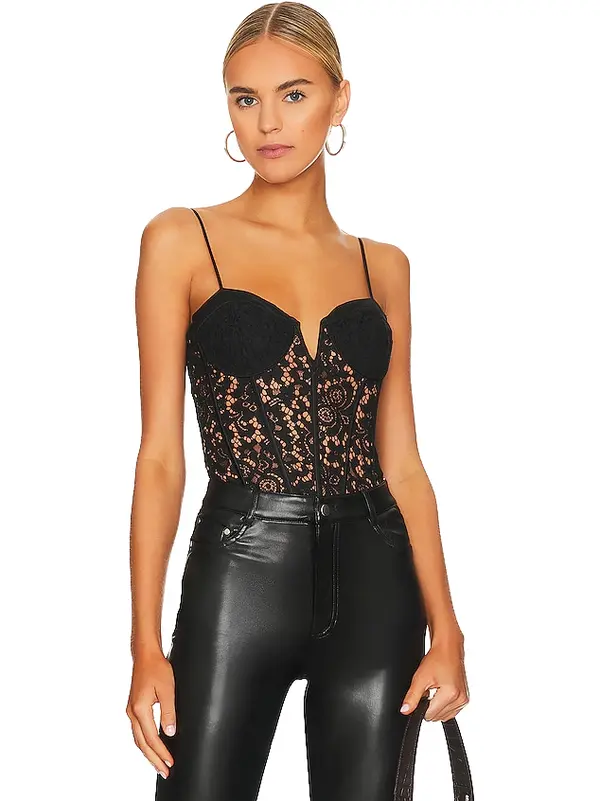 Cami Nyc Anne Corded Lace Bodysuit - Black