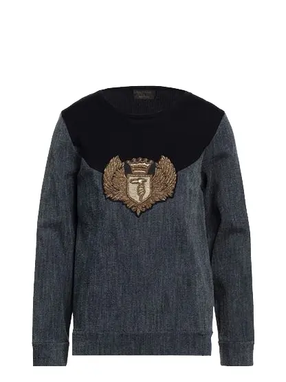 TRUSSARDI Sweatshirt In Virgin Wool Blend With Logo - Blue