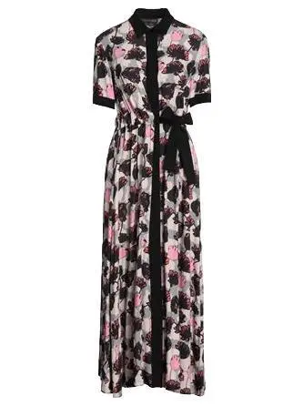 TRUSSARDI Striped Floral Print Maxi Shirt Dress - Pink