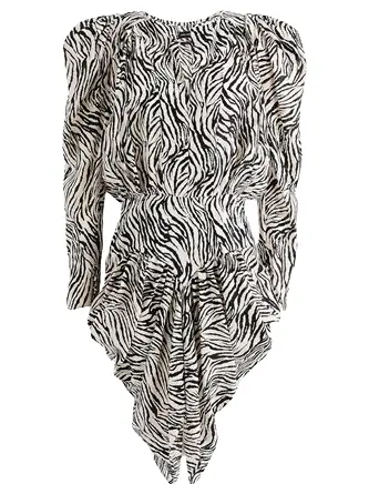 Isabel Marant Mini Dress Silk Zebra Print - White