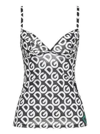 Dolce & Gabbana Cotton Jersey Tank Top With Logo Print - Black