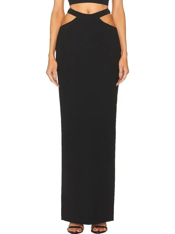 MONOT Cut Out Maxi Skirt - Black