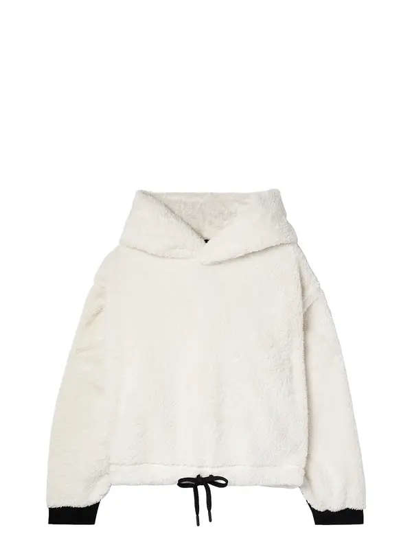 Moncler Cropped Fleece Hoodie - White