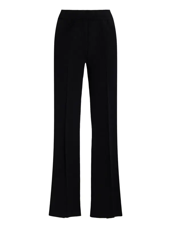 HIGH SPORT Long Kick Flared Stretch-cotton Knit Pants - Black