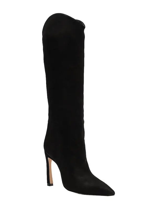 Schutz Maryana Sculpt Pointed Toe High Heel Boots - Black