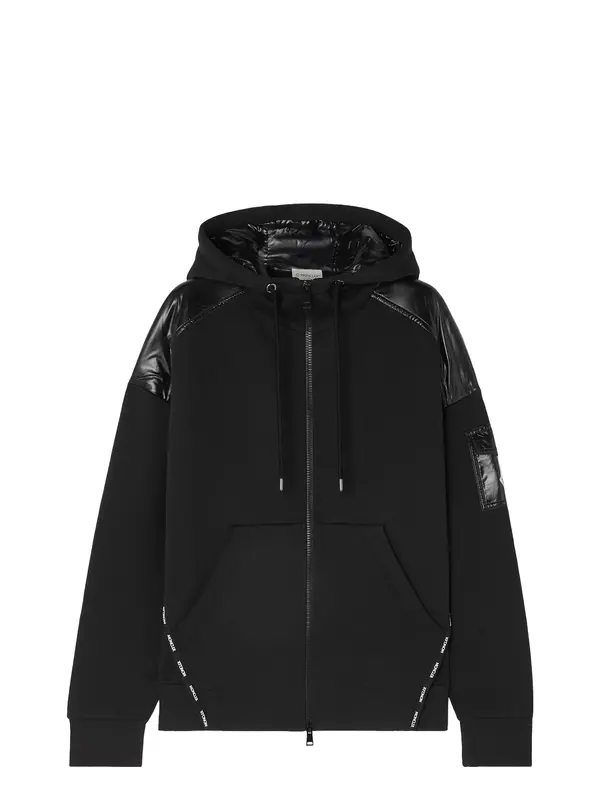 Moncler Glossed-shell Trimmed Hoodie - Black