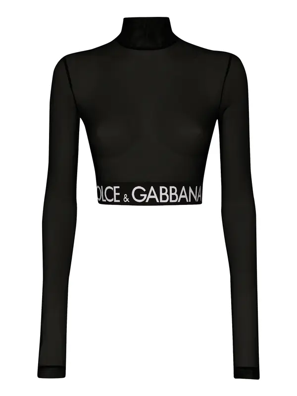 Dolce & Gabbana Tulle Turtle-neck Top - Black
