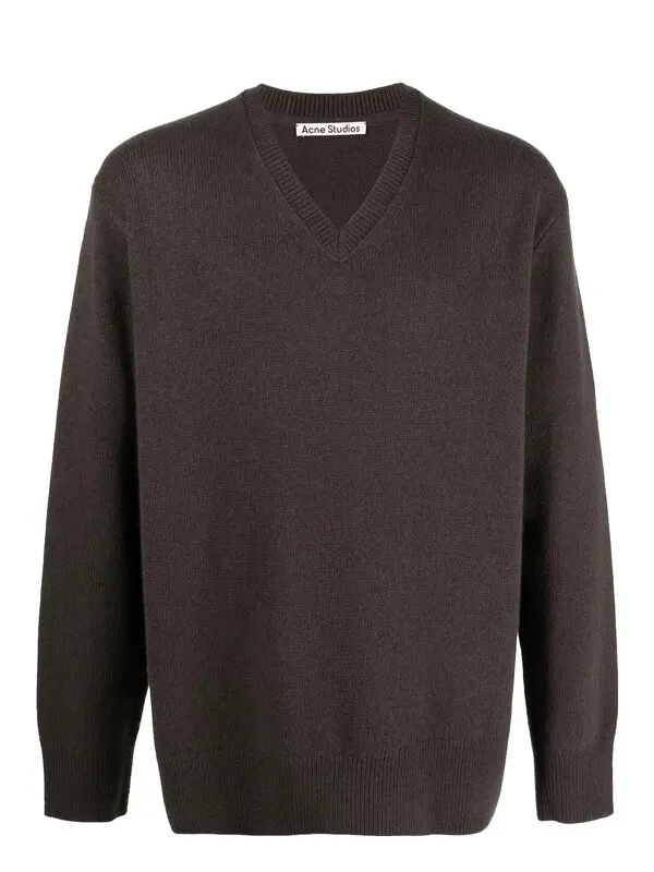 Acne Studios V-neck Knitted Jumper - Brown