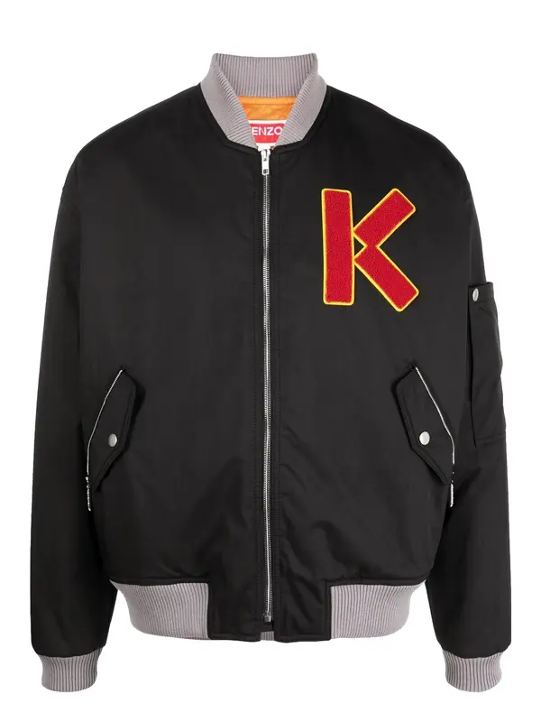 Kenzo Cotton Embroidered-logo Bomber Jacket - Black